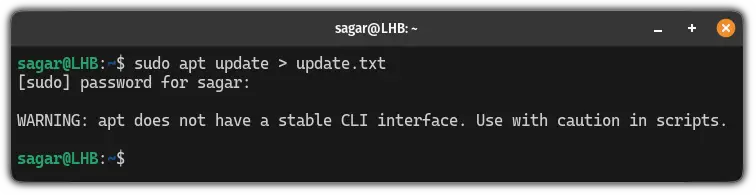 Redirect Linux Command Output To File