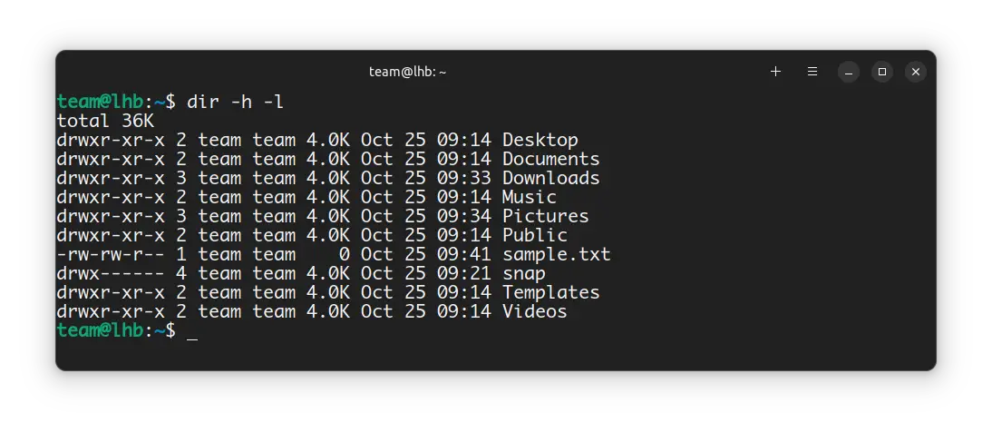 Dir Command In Linux Examples