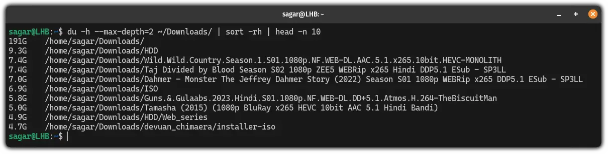 Sort du Command Output by Size in Linux