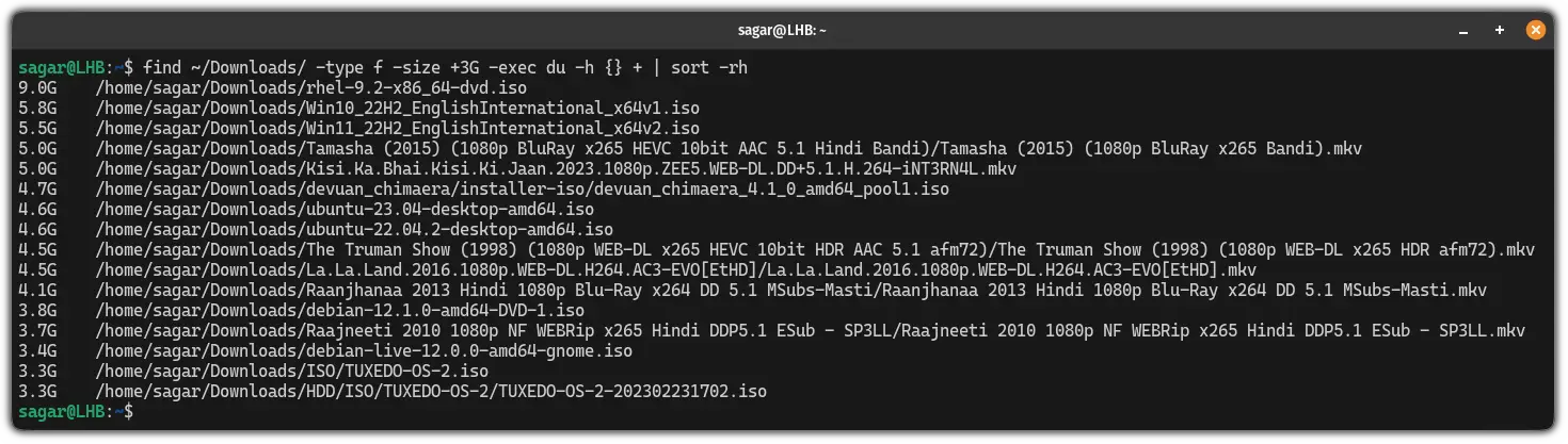 Sort du Command Output by Size in Linux