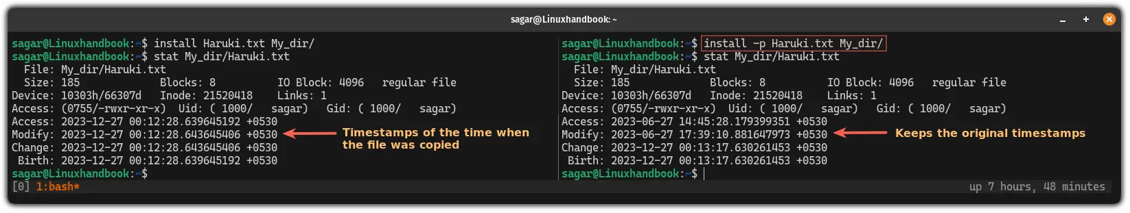 Using Install Command in Linux