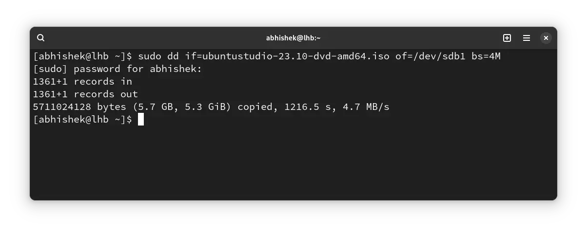 Show Progress of dd Command
