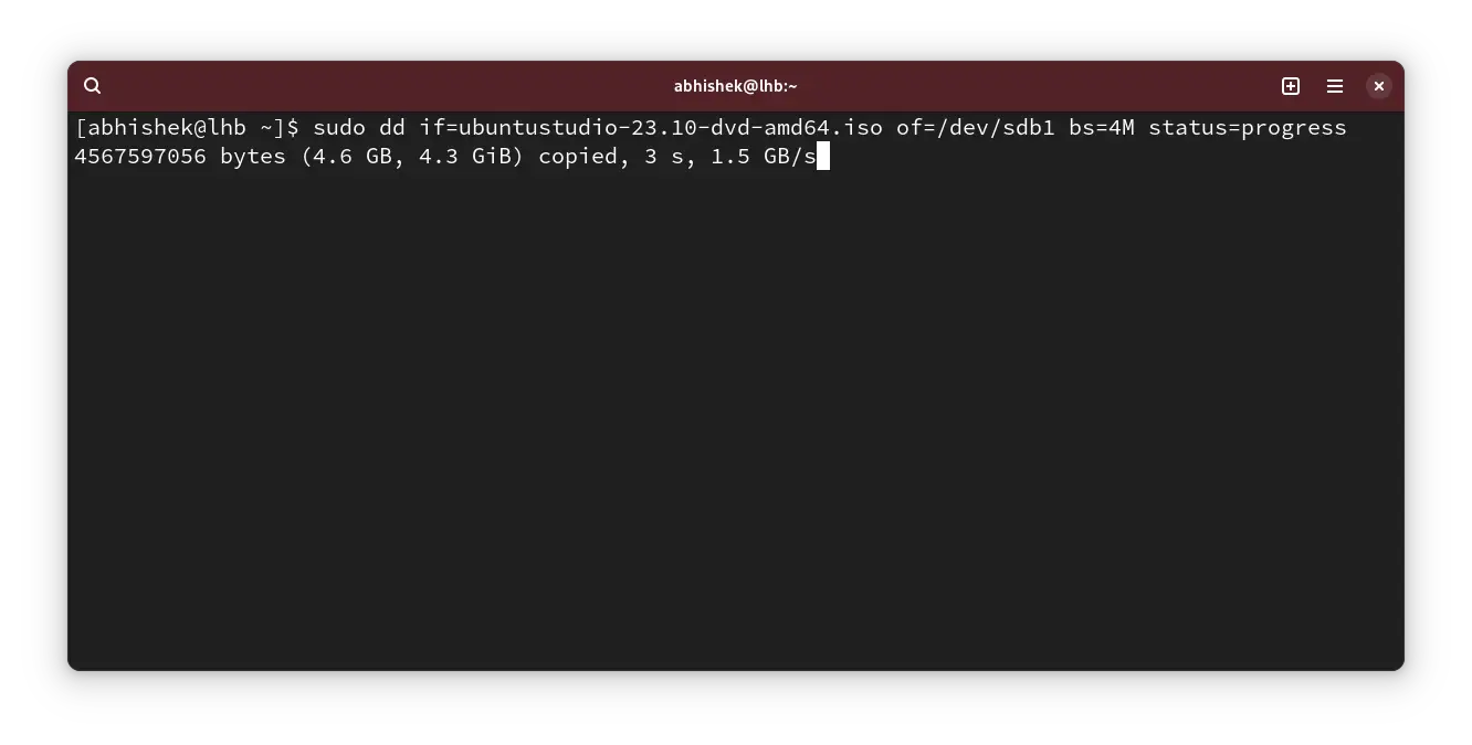 Show Progress of dd Command