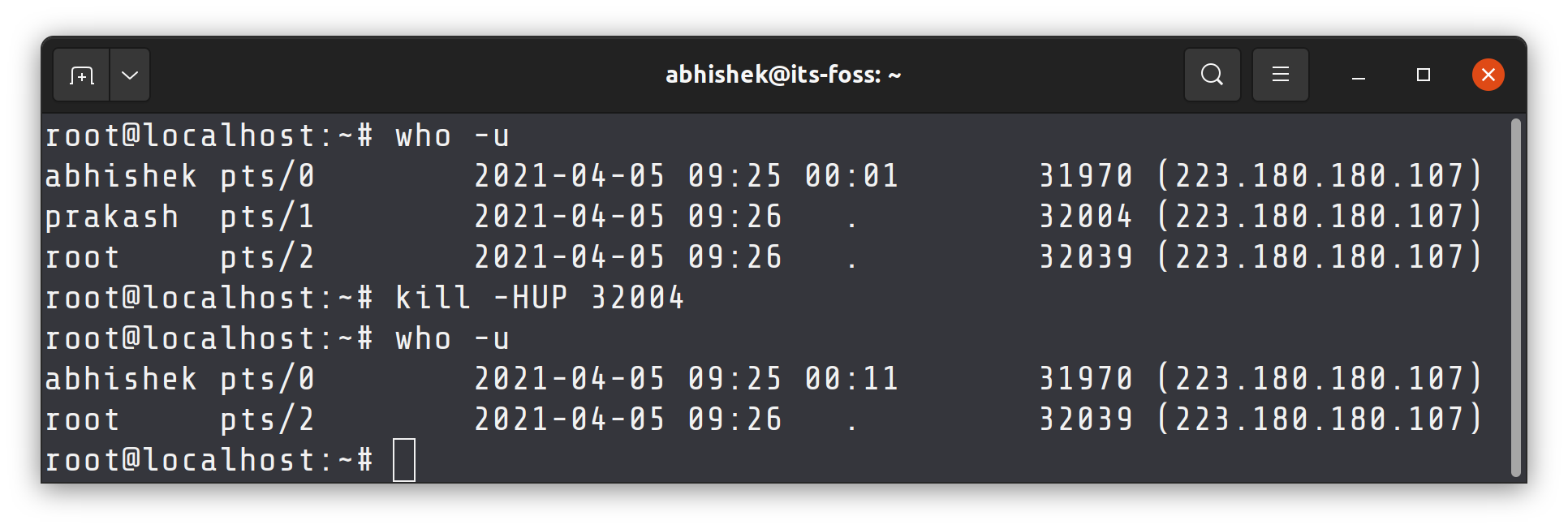 How to Log Out a User Off SSH in Linux