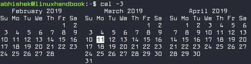 5 Examples of Cal Command in Linux