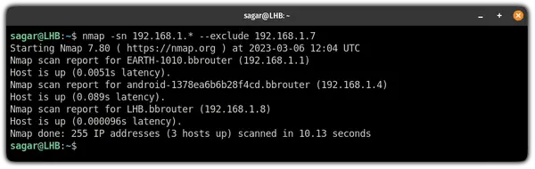 Ping Sweep Using nmap on Linux