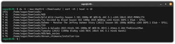 Sort du Command Output by Size in Linux