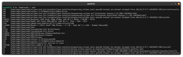 Sort du Command Output by Size in Linux