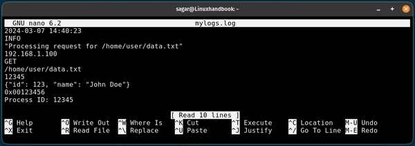 Nano Editor Basic Commands