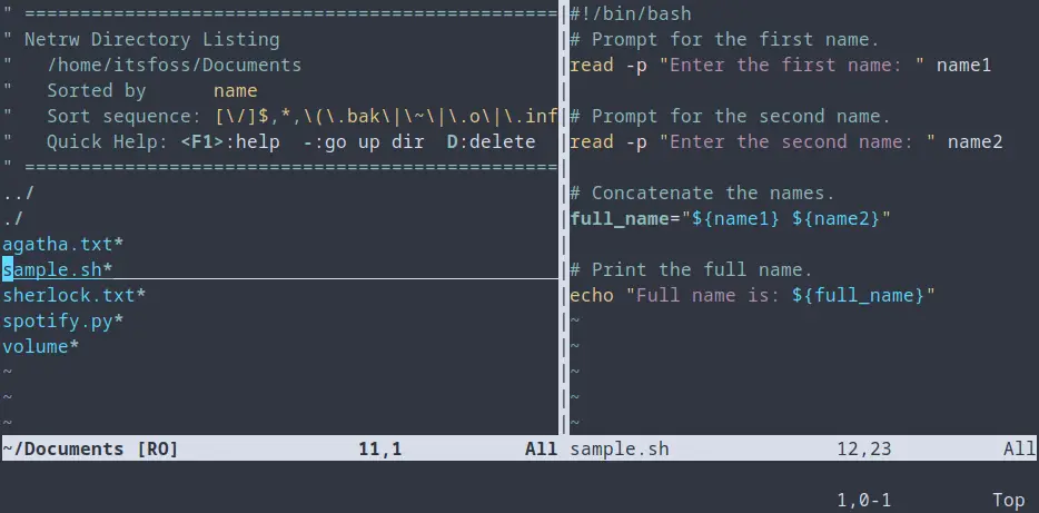Using Split Windows With Vim