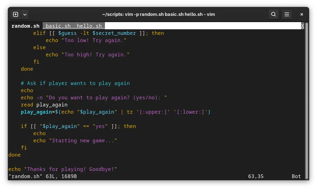 Using Tabbed Interface in Vim